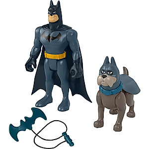 Fisher-Price DC League of Super-Pets Preschool Toys Batman & Ace The Hound Poseable Figure Set for Pretend Play Kids Ages 3+ Years