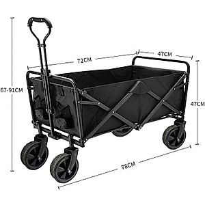 MeRcri Collapsible, Wagon Compras Convenient Collapsible Outdoor Utility Wagon - Heavy Duty, Adjustable Handle, Drink Holders - Portable Camping Trolley with Storage Bag