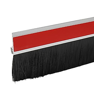 FarBoat Brush Door Seal Strip Aluminum Alloy Mounting Base Nylon Brush Gate Bottom Sealing Strip Garage Exterior Door Sweep Seal (Length 3.3Ft Silver)