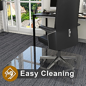 GLSLAND - 36"x 36" Glass Chair Mat/Office Chair Mat/Computer Desk Mats - 3MM Premium Tempered Glass-Hard Protect Floor Easy Glide Swivel Chairs for Carpet/Home/Office