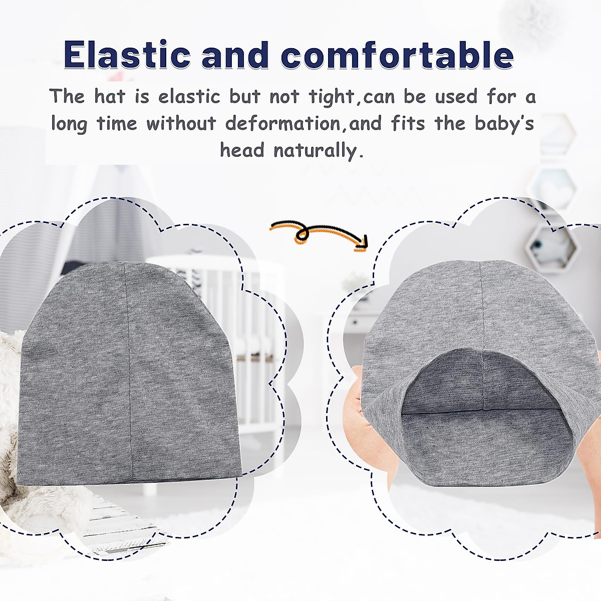 Century Star Cotton Baby Boys Girls Beanie Hat Soft Cute Infant Toddler Kids Beanie Cap Knit Newborn Hats Winter Hat 01Pc Classic Black 0-12 Months