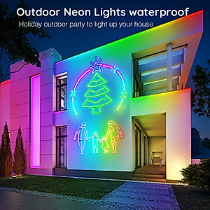 Led Neon Rope Lights 32.8Ft,Control with App/Remote,Flexible Led Rope Lights,Multiple Modes,IP65 Outdoor RGB Neon Lights Waterproof,Music Sync Gaming Led Neon Strip Lights for Bedroom Indoor Led Light