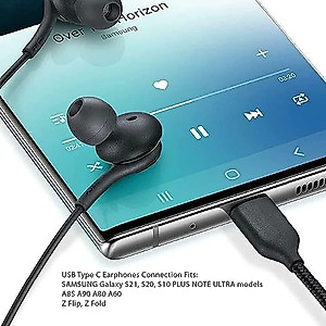 Headphones Galaxy Earbuds for Samsung usbc Earphones USB c with mic Type c Ear Buds Wired audiofonos S21 s20 fe Note 90 Plus s21+ Folding Z Wired Original Black