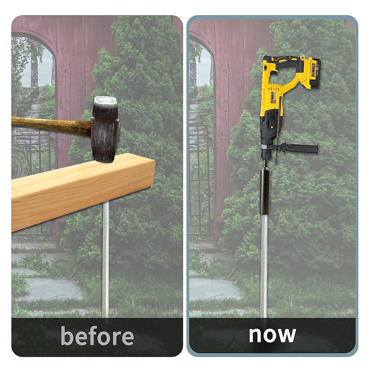 SDS Plus Ground Rod Driver Compatible with Hilti/DeWalt/Bosch/Hitachi/Makita/Milwaukee SDS Plus Hammer Drills for 5/8" & 3/4" Grounding Rods (NOT Work with SDS MAX Hammer Drill)