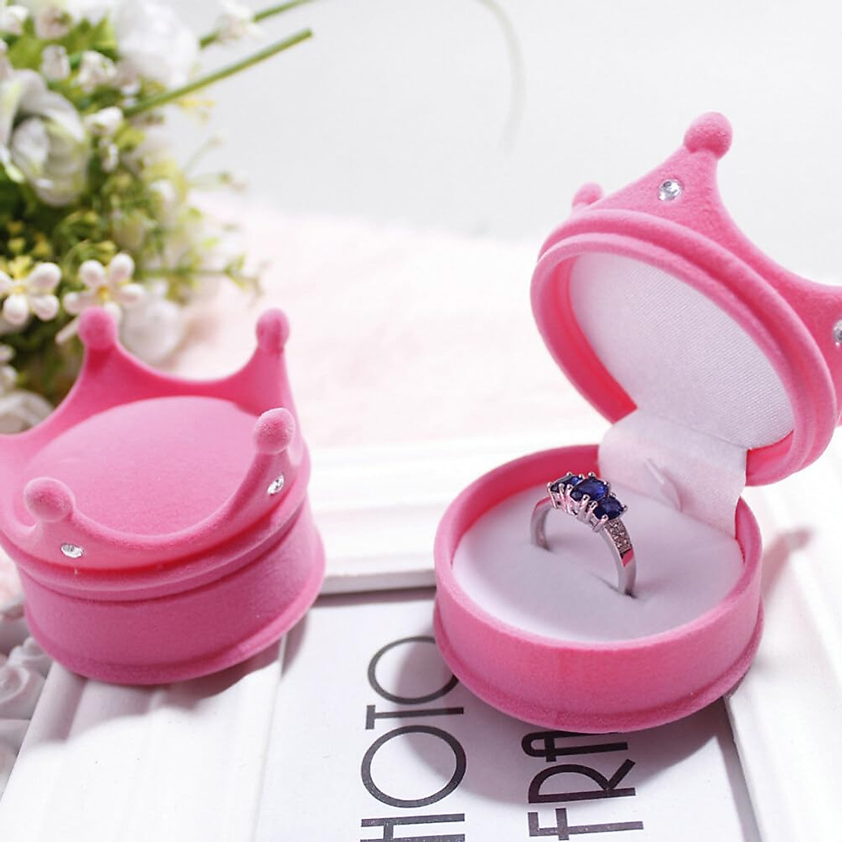 4Pcs Crown Style Jewelry Trinket Box, Decorative Unique or Home Decor (blue+pink+purple+pink)