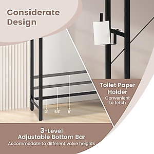 Giantex Over The Toilet Storage Cabinet - Freestanding Bathroom Organizer Rack with Adjustable Shelf, Sliding Barn Door, Paper Holder, Bathroom Space Saver, Above Toilet Storage Cabinet (Grey)