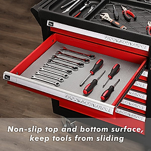 CASOMAN Professional Grade High Grip Tool Box Liner, Drawer Liner, and Shelf Liner, Grey, 16 inch (Wide) x 16 feet (Long), Adjustable Thick Cabinet Liners