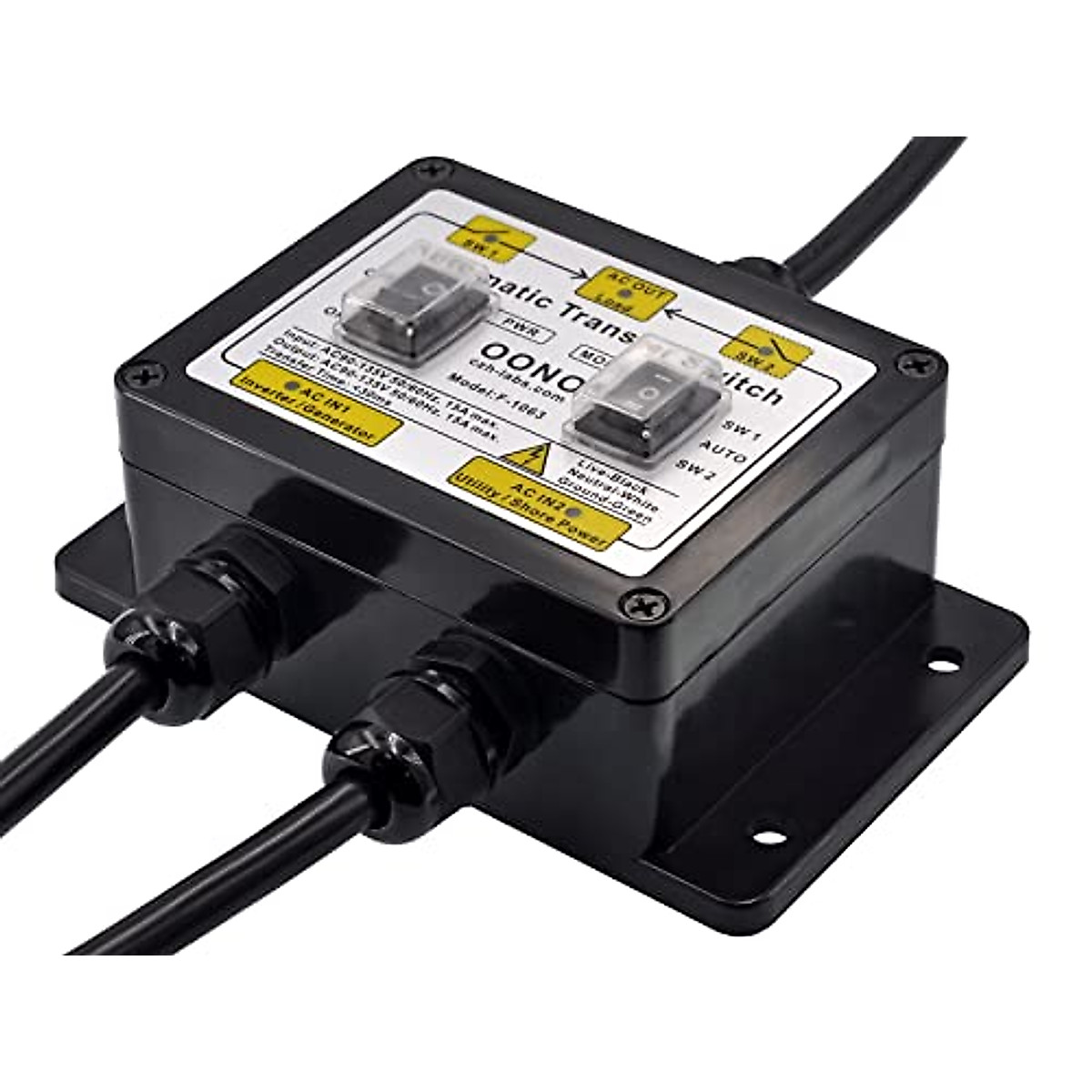 Manual and Automatic Transfer Switch, AC120V 15A ATS Auto Transfer Switch