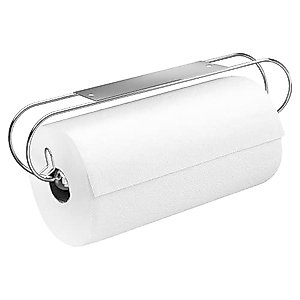 CAXXA Adhesive Under Cabinet Paper Towel Holder Dispenser with Screws for Kitchen Utility Room Laundry Pantry Chrome(1 Pack)