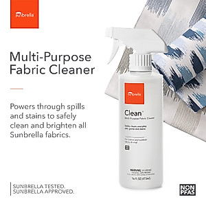 Sunbrella Clean Multi-Purpose Fabric Cleaner | All-in-One Solution for Water-Safe Fabrics and Vinyl | Upholstery Cleaner, Removes Stains & Spills | Non-PFAS | 16 fl oz