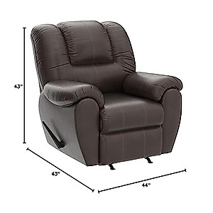 Signature Design by Ashley McGann Modern Faux Leather Manual Pull Rocker Recliner, Brown