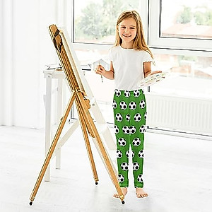 Soccer Ball Toddlers Girls' Leggings Soft Comfortable 7-8T Girls Athletic Leggings Moisture Wicking Girls Clothes for Daily Wear Walking Dance Yoga Gym Multi