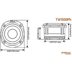 PRV AUDIO Bullet Tweeter TW1000Ph 200 Watts Program Power, Phenolic Diaphragm, 8 Ohm Super Tweeter, 100 Watts RMS, 1.83 in VC, 106dB Pro Audio High Frequency Driver (Single)