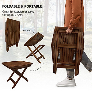 Melino Wooden Folding Table, Acacia Wooden Small Table for Indoor and Outdoor uses, Weather Resistant and Fully Assembled (Chestnut)