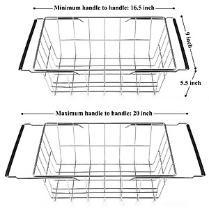 Orgneas Chest Freezer Organizer Bin Expandable Deep Freezer Wire Basket Storage Bin, Stainless Steel Over The Sink Dish Drying Rack for Kitchen