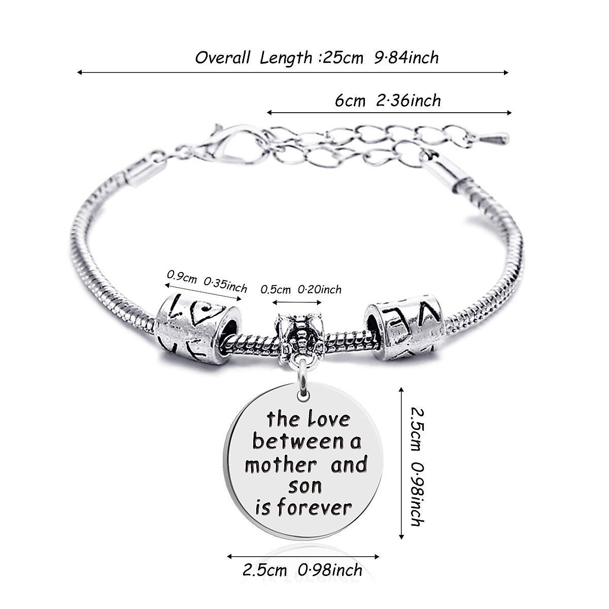 lauhonmin Mother Daughter Mother Son Grandmother Grandson Granddaughter Charm Bracelets Mom Gifts Mother's Day (Mother and Son)