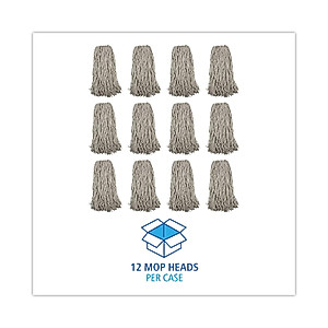 Boardwalk 232C Mop Head, Premium Standard Head, Cotton Fiber, 32oz, White, 12/carton