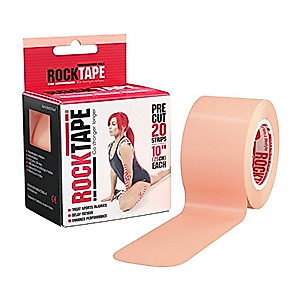 RockTape Original 2-Inch Water-Resistant Kinesiology Tape, 20 Pre-Cut Strips, Beige