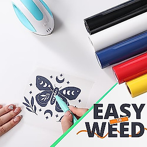 YRYM HT HTV Heat Transfer Vinyl Rolls - 12" x 10ft Black HTV Vinyl for Shirts, Iron on Vinyl for Cricut & All Cutter Machines - Easy to Cut & Weed for Heat Vinyl Design (Black)