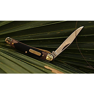 Old Timer 18OT Mighty Mite 4.7in Stainless Steel Traditional Folding Pocket Knife with 2in Clip Point Blade, Nickel Silver Bolsters, and Sawcut Handle for Whittling, Hunting, Camping, EDC, and Outdoor