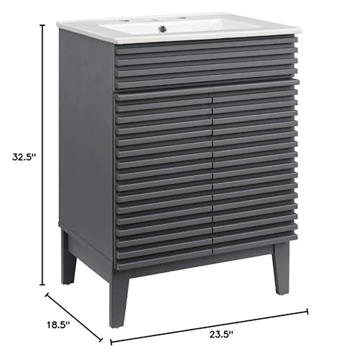 Modway Render Vanity with Sink-Floor, 24 Inch, Gray White