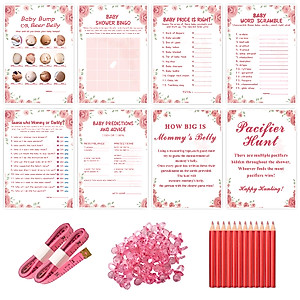 Baby Shower Games for Girl-8 Games,Fun and Easy to Play,Includes Baby Shower Bingo,Price is Right,Guess Who Mommy or Daddy,Word Scramble,Prediction and Advice,How Big is Mommys Belly,Pacifier Hunt