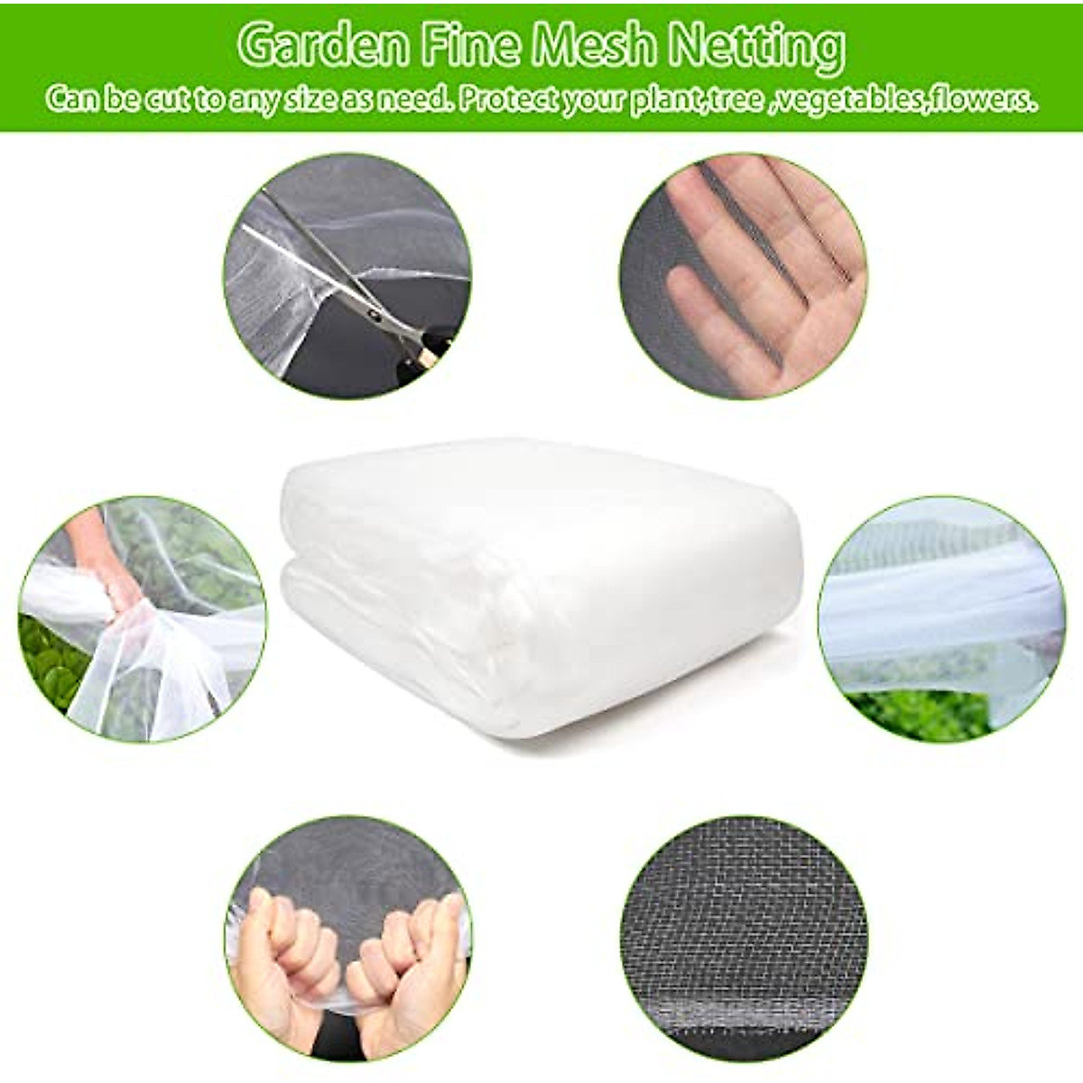 YELUCENS Garden Netting,(9.8ft-19.6ft) Garden Insect Netting Pest Barrier Mosquito Netting for Protect Vegetables Flowers Fruits Plant Covers Netting