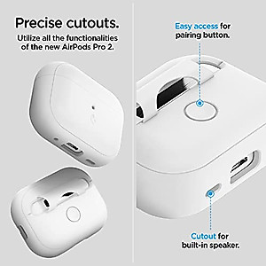 Spigen Silicone Fit Designed for AirPods Pro 2nd Generation Case 2022/2023 (USB-C/Lightening Cable) Airpods Pro 2 Case with Lanyard - White/Gray