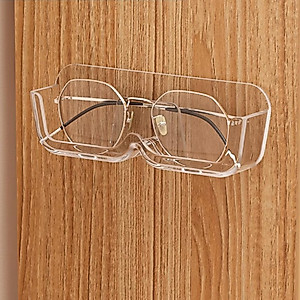 Mojedi 4 pcs Glasses storage box, wall-hung non-perforated decoration, short-sighted, sunwall display high-end sunglasses shelf (Transparent)