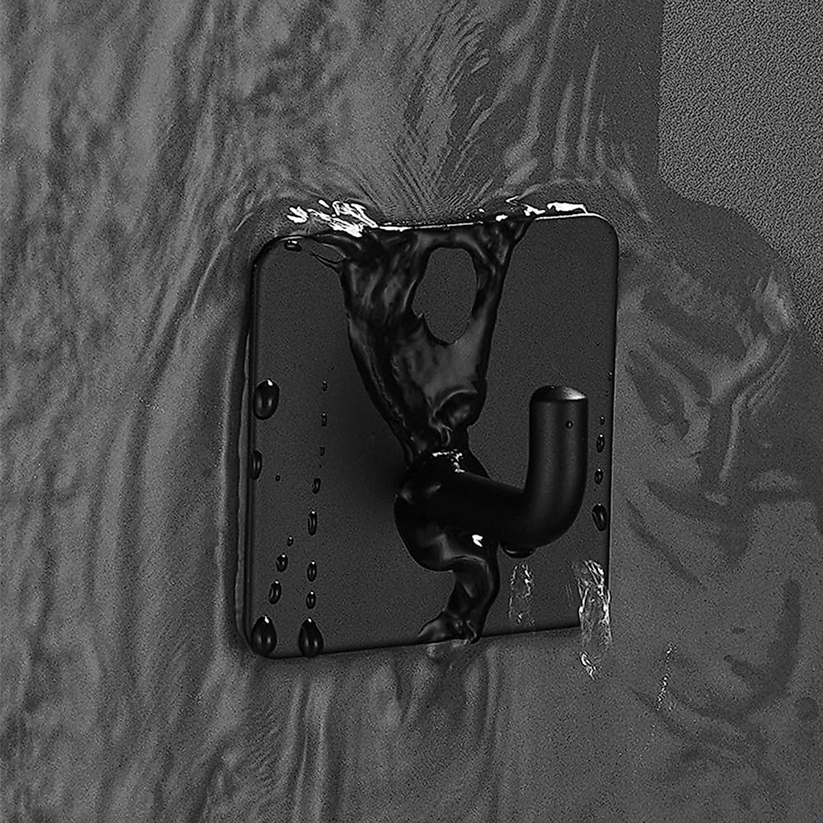 Vanloory Bath Towel Hooks - 6 Pack Strong Self Adhesive Coat/Clothes Hooks, No Drilling Sticky Hooks, Heavy Duty 304 Stainless Steel Shower Wall Hook for Bathroom Kitchen Bedroom(Matte Black)