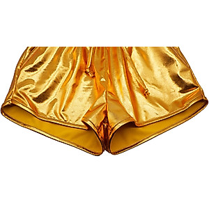 Gold Girls Metallic Shorts Shiny Sparkle Dance Hot Pants Shorts 6-7 Years