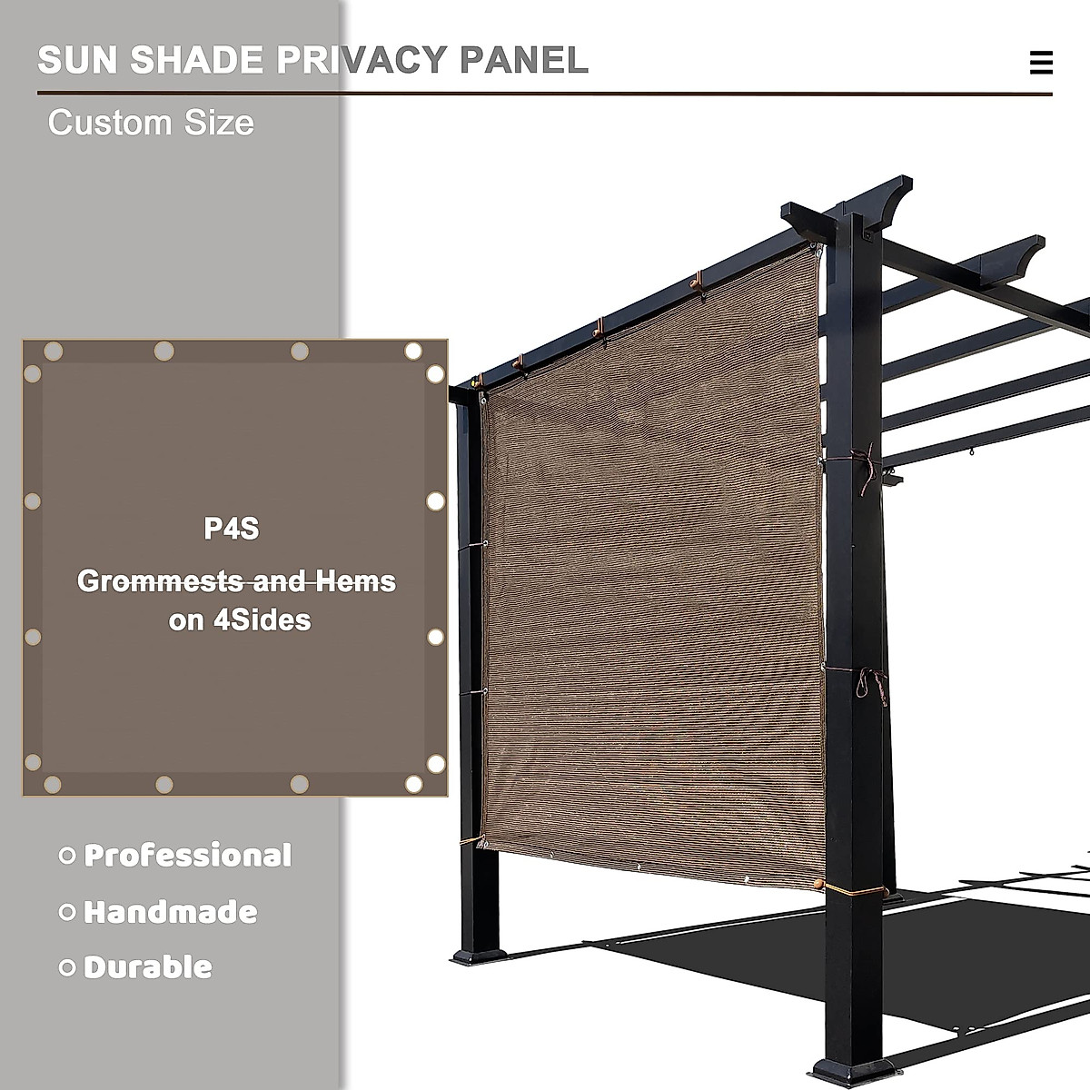 Alion Home Sun Shade Panel Privacy Screen with Grommets on 4 Sides for Outdoor, Patio, Awning, Window Cover, Pergola or Gazebo (6' x 8', Mocha Brown)