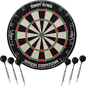 Viper by GLD Products Viper Vault Cabinet & Shot Sisal/Bristle Ready-to-Play Bundle: Elite Set (Shot King Dartboard, Darts, Shadow Buster and Laser Throw Line), Black