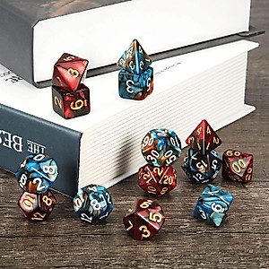 14 Pieces 7-die Dice Set Polyhedral Dice Compatible with Dungeons and Dragons with Black Pouch