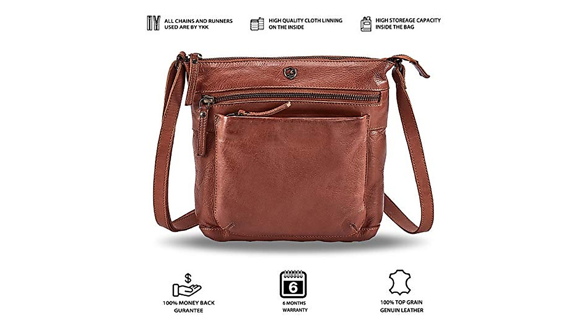 Cochoa Women's Leather Crossbody Bag - Stylish & Organized Travel Bag