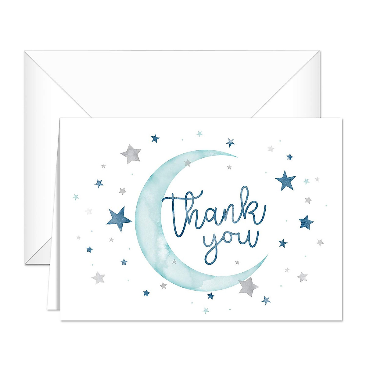 Starry Delight Thank You Cards / 24 Baby Shower Thank You Cards / 6 Night Sky Appreciation Greeting Card Designs / 3 1/2" x 4 7/8" New Baby Gratitude Note Cards/Made In The USA