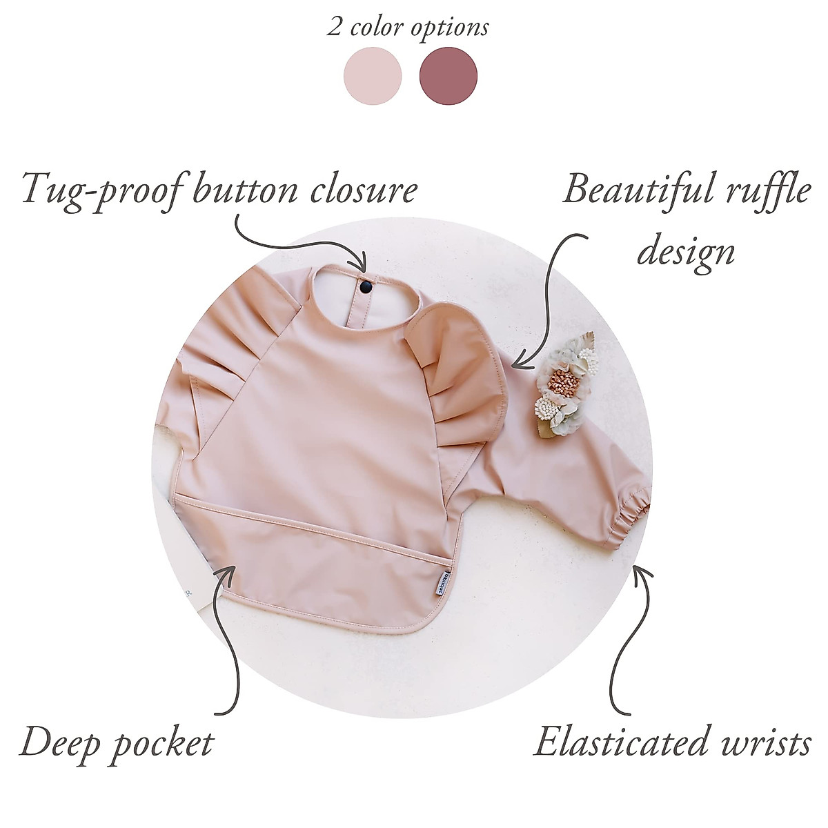 Bibtique Long Sleeve Bibs For Babies 6-24 Months – Waterproof Baby Smock for Eating – Stain Resistant Shirt Bibs For Babies