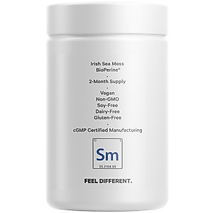 Codeage Raw Wildcrafted Irish Sea Moss Supplement, Spirulina Algae, Bladderwrack Seaweed, Burdock Root, Black Pepper, Vegan, Non-GMO, 120 Capsules