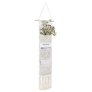 Navaris Macrame Wall Holder Storage - Hanging Decor Organizer for Door or Walls - Boho Decoration with 3 Large Pockets to Hang Over Doors or On Wall