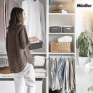 European Made Plastic Storage Bins, Heaviest Duty, Household Organizers for Bathrooms, Bedrooms, Kitchens, Laundry Room, Cabinets, Shelves, 4 Pk, Dark Grey