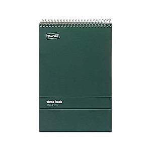 Staples Green Paper Steno Pads, Gregg Ruled, 6" x 9", 12/Pack