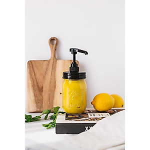 Jarmazing Products Mason Jar Syrup Dispenser - Set of 2 – 16 oz Ball Jars with Rust-Proof, Leak-Proof, Food Grade Pumps for Honey, Syrups, Condiments, Salad Dressings and More