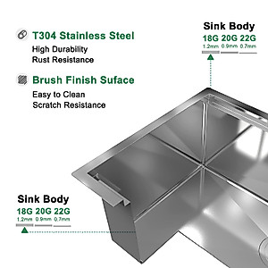 bathivy Undermout Wet Bar Prep Sink, 22 x 18 x 10 Inch Bar Sink, Handmade Stainless Steel Sink Set Single Bowl Small Kitchen Bar and RV Sink with All Accessories