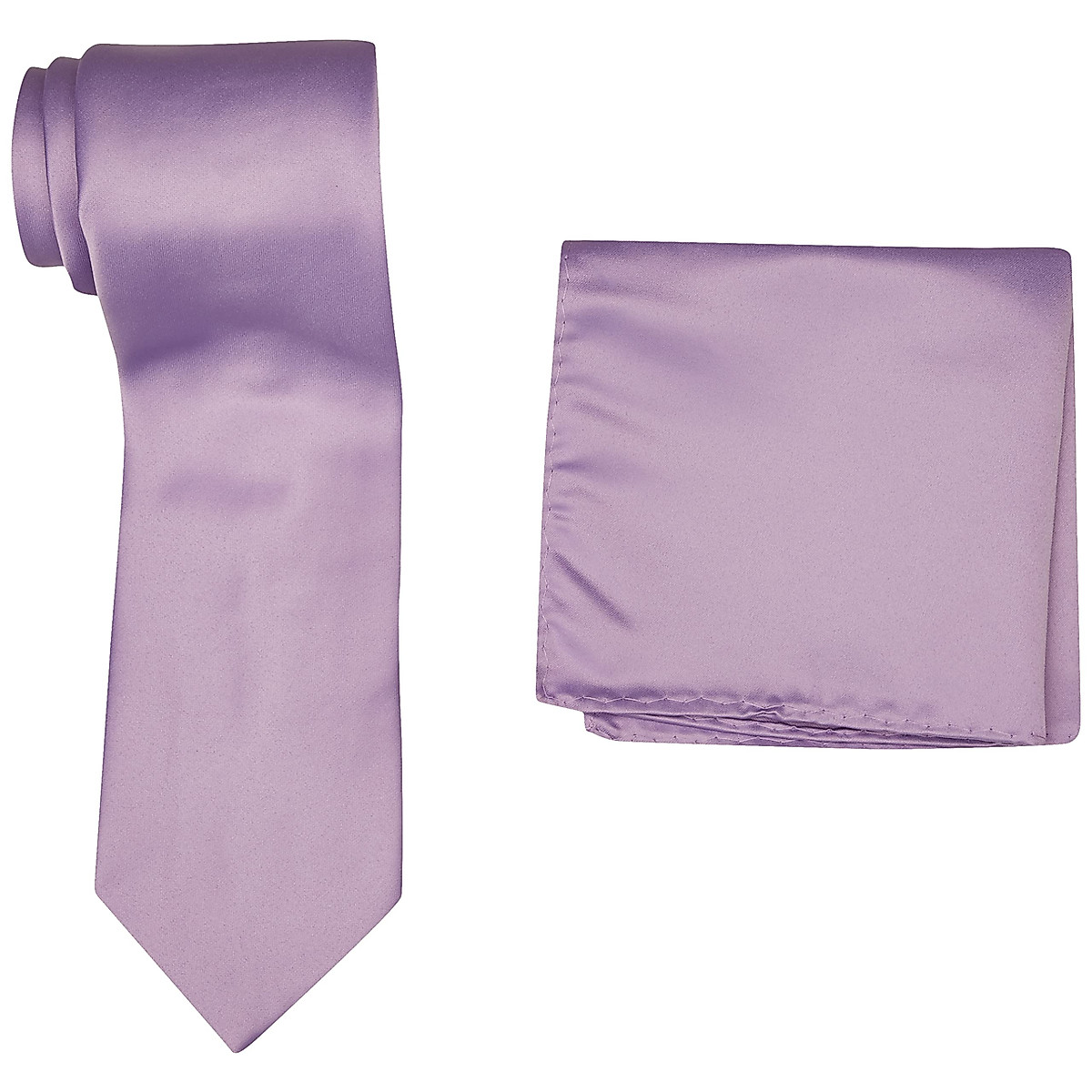 Stacy Adams Men's Tall Plus Satin Solid Tie Set Extra Long, Lilac, One Size