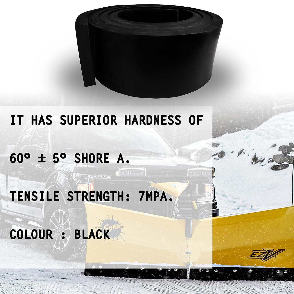 SIMOND STORE 9 FT x 8” INCH Snow Deflector, Snow PLOW, Rubber PLOW