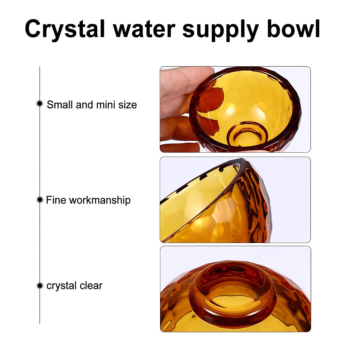 IMIKEYA 4pcs Tibetan Buddhist Water Offering Bowl Crystal Holy Water Bowl Religion Container Glass Buddha Cup Mini Votive Tealight Holder for Yoga Meditation Altar Buddhist