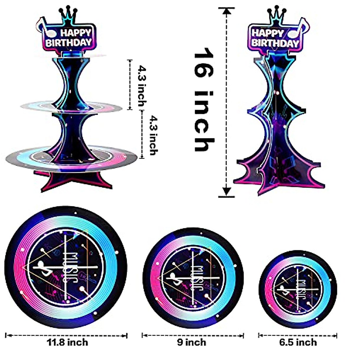 Vonwitun Cupcake Stand Party Supplies 3 Tiers Large Space Trending Party Decoration Cupcake Tower Dessert Serving Tower for Birthday, Party, Music Festival, Wedding
