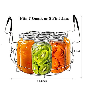 UONMAY Canning Supplies Starter Kit Canner Tools Set with Stainless Steel Canning Rack, Jar Lifter Tongs, Funnel, Labels, Bubble Popper, Jar Wrench, Lid Lifter for Canning Pot Accessories 60pcs Red