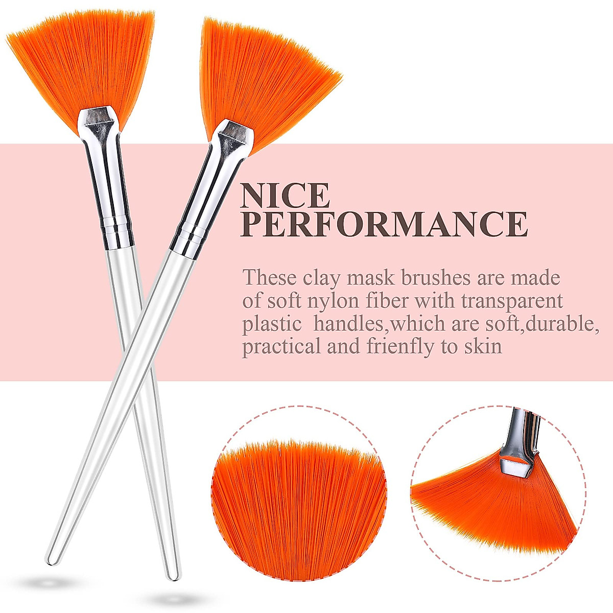 16 Pieces Face Mask Fan Brush Applicator Set Includes Soft Facial Fan Brush Esthetician Face Mask Brush Cosmetic Makeup Tools for Eyelash Extension(6 Inches long,Simple)