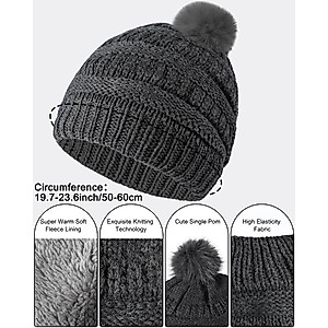 Suhine 8 Pcs Winter Beanie Hat and Gloves Set for Women Pompom Beanie Hat Fleece Lined Hats with Women Touchscreen Gloves, 4 Colors